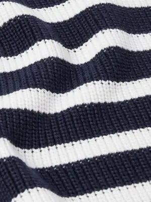 Brunello Cucinelli Striped Ribbed Cotton Half-zip Sweater