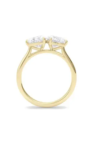 HAUTECARAT Lab Grown Diamond Twin Heart Ring - 18k Yellow Gold