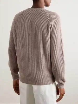 Brunello Cucinelli Ribbed Cashmere Sweater - Beige