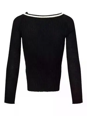 ELENA VELEZ Varsity Knitted Top - Black
