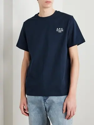 A.p.c. Embroidered Cotton-jersey T-shirt - Blue