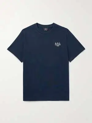 A.p.c. A.P.C. Embroidered Cotton-Jersey T-Shirt Navy