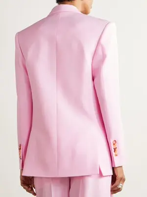 Wardrobe.NYC Oversized Double-breasted Grain De Poudre Wool Blazer - Pink
