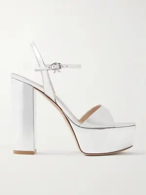 GIANVITO ROSSI Marlena 85 Mirrored-leather Platform Sandals - Silver