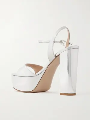 GIANVITO ROSSI Marlena 85 Mirrored-leather Platform Sandals - Silver
