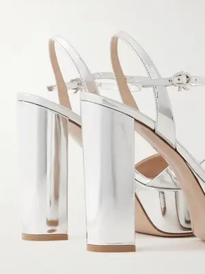 GIANVITO ROSSI Marlena 85 Mirrored-leather Platform Sandals - Silver