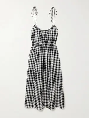 Checked Linen Midi Dresses