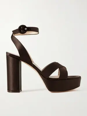 GIANVITO ROSSI Sabrina 70 Satin Platform Sandals - Brown