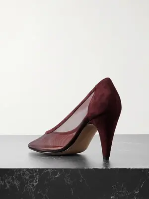 GIANVITO ROSSI Rete 85 Suede-trimmed Mesh Pumps - Brown