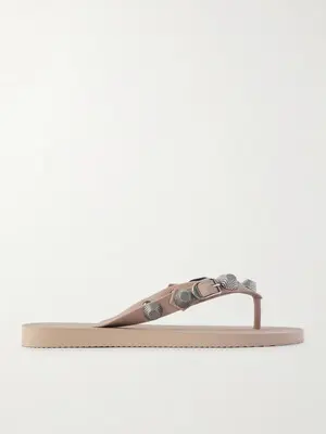 Balenciaga Cagole Embellished Flip Flops - Neutrals