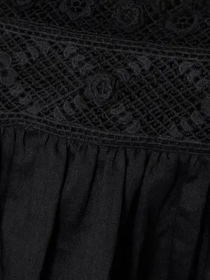 DÔEN Aphra Crochet-trimmed Ramie Top - Black