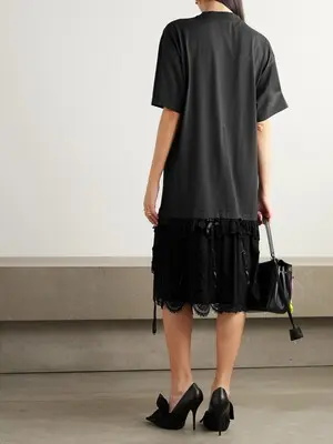 Balenciaga Lace-trimmed Layered Mini Dress - Black | Editorialist