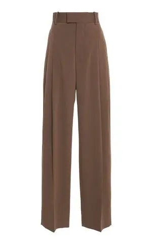 Bottega Veneta Stretch Melange Wool Straight-leg Pants - Brown