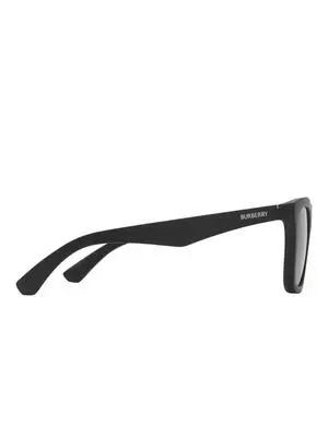 Burberry Embossed Check Square Frame Sunglasses - Black