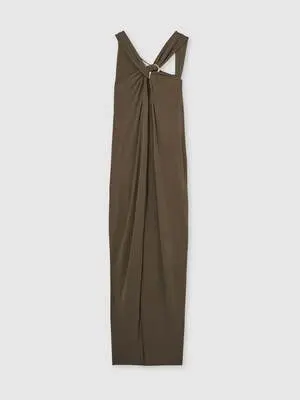 REISS Eliza Gathered Neck Jersey Midi Dress