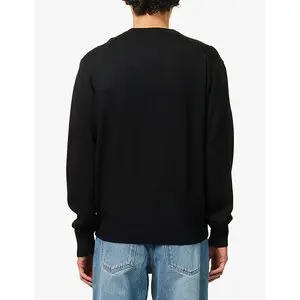 AMI Paris Brand-embroidered V-neck Wool Cardigan