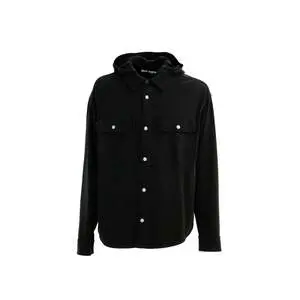 Palm Angels Classic Logo Hooded Overshirt - Black
