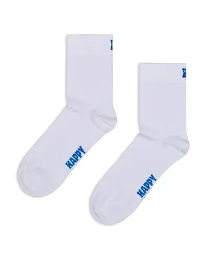 Happy Socks Solid Half Crew Socks - White