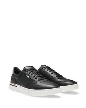 BOSS Leather Lace Up Sneakers - Black