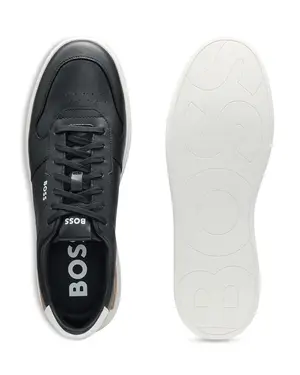 BOSS Leather Lace Up Sneakers - Black