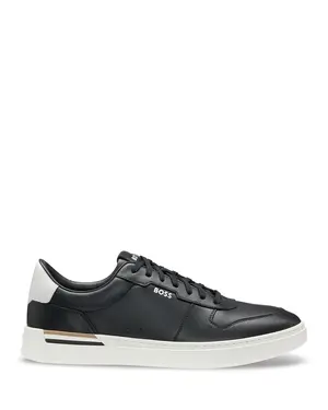 BOSS Leather Lace Up Sneakers - Black