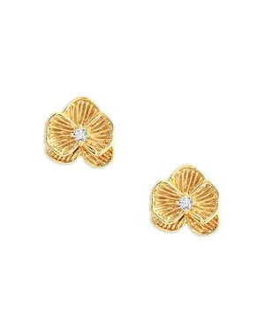 ANABEL ARAM Pave Orchid Stud Earrings - Gold
