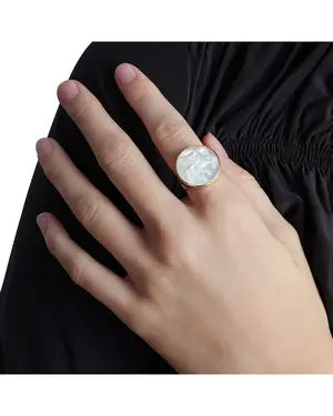 ANABEL ARAM Mother Of Pearl Pegasus Coin Signet Ring