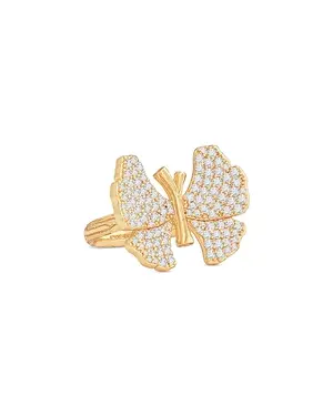 ANABEL ARAM 18k Plated Pave Butterfly Cocktail Ring - Gold