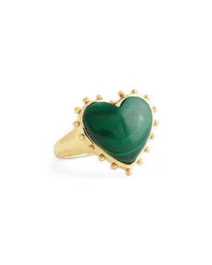 ANABEL ARAM Malachite Heart Ring - Green/gold