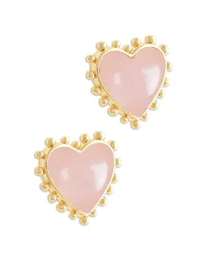 ANABEL ARAM Heart Stone 18k Yellow Gold Plated Stud Earrings - Pink/gold