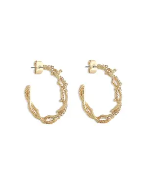 ANABEL ARAM Pave Coral Hoop Earrings - Gold