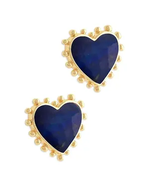 ANABEL ARAM Heart Lapis & 18k Yellow Gold Plated Stud Earrings - Blue/gold