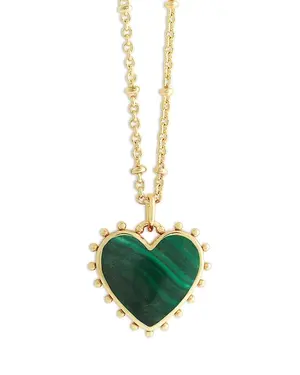 ANABEL ARAM Heart Stone 18k Yellow Gold Plated Necklace - Green/gold