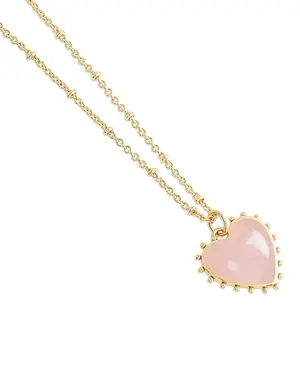 ANABEL ARAM Heart Stone 18k Yellow Gold Plated Necklace - Pink/gold