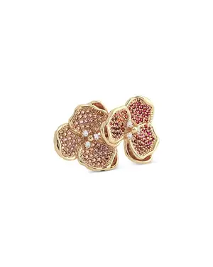 ANABEL ARAM Pave Double Orchid 18k Gold Plated Ring - Pink/gold