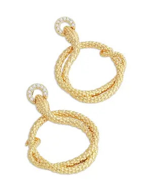ANABEL ARAM Pave Serpent Drop Hoop Earrings