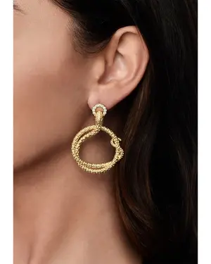 ANABEL ARAM Pave Serpent Drop Hoop Earrings