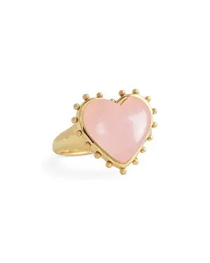 ANABEL ARAM Rose Quartz Heart Ring - Pink/gold