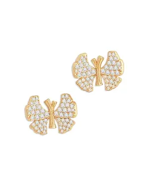 ANABEL ARAM Pave Butterfly Stud Earrings - Gold