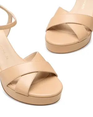 STUART WEITZMAN Dayna Leather Platform Sandals - Adobe
