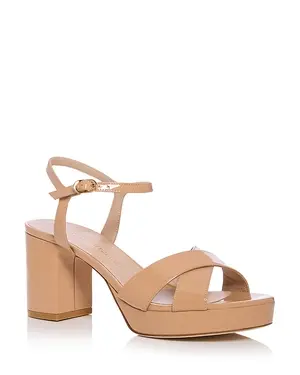 STUART WEITZMAN Dayna Leather Platform Sandals - Adobe