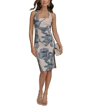 Donna Karan New York Floral Sheath Dress - Sand Multi