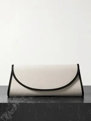 HUNTING SEASON Opera Leather-trimmed Canvas Clutch
