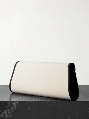 HUNTING SEASON Opera Leather-trimmed Canvas Clutch