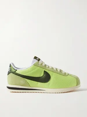 Nike Cortez Leather And Suede-trimmed Mesh Sneakers - Yellow
