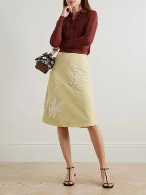 16Arlington Dafne Embellished Suede Midi Skirt