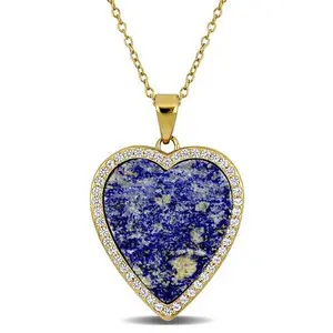 JULIANNA B. Heart Necklace With Lab-created White Sapphires - Lapis