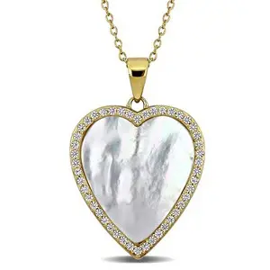 JULIANNA B. Heart Necklace With Lab-created White Sapphires - Mother Of Pearl