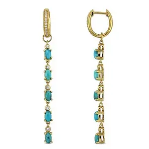JULIANNA B. Linear Drop Earrings With And White Sapphire - Turquoise