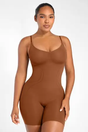SHAPELLX Seamless Smoothing Bodysuit - Chocolate Brown